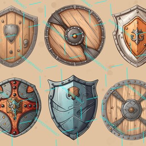 Shields Clipart Set, Commercial Use, Shields PNG Illustration, Role ...