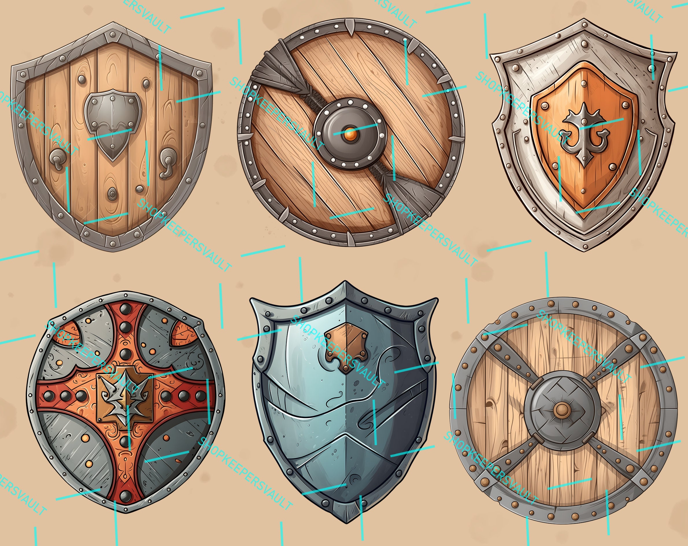 Shields Clipart Set, Commercial Use, Shields PNG Illustration, Role ...