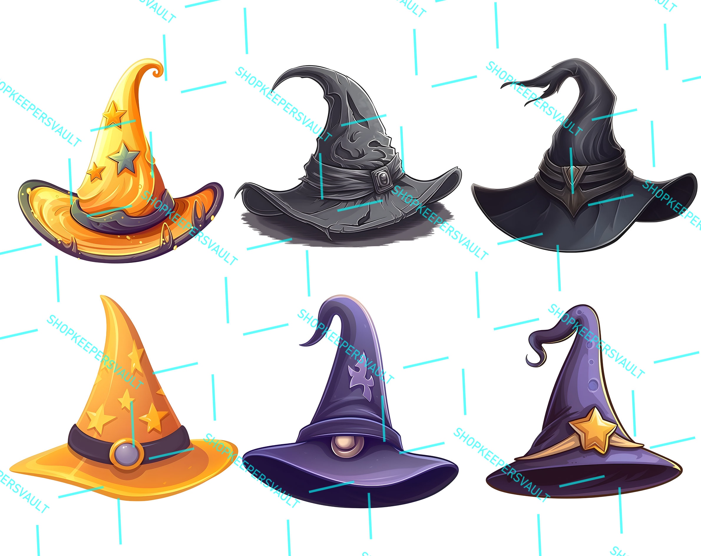 Mage/witch Hats Clipart, Commercial Use, Illustration Wizard Hat PNG ...