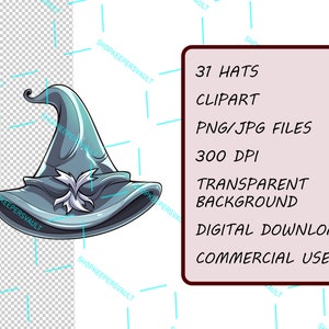 Mage/witch Hats Clipart, Commercial Use, Illustration Wizard Hat PNG ...