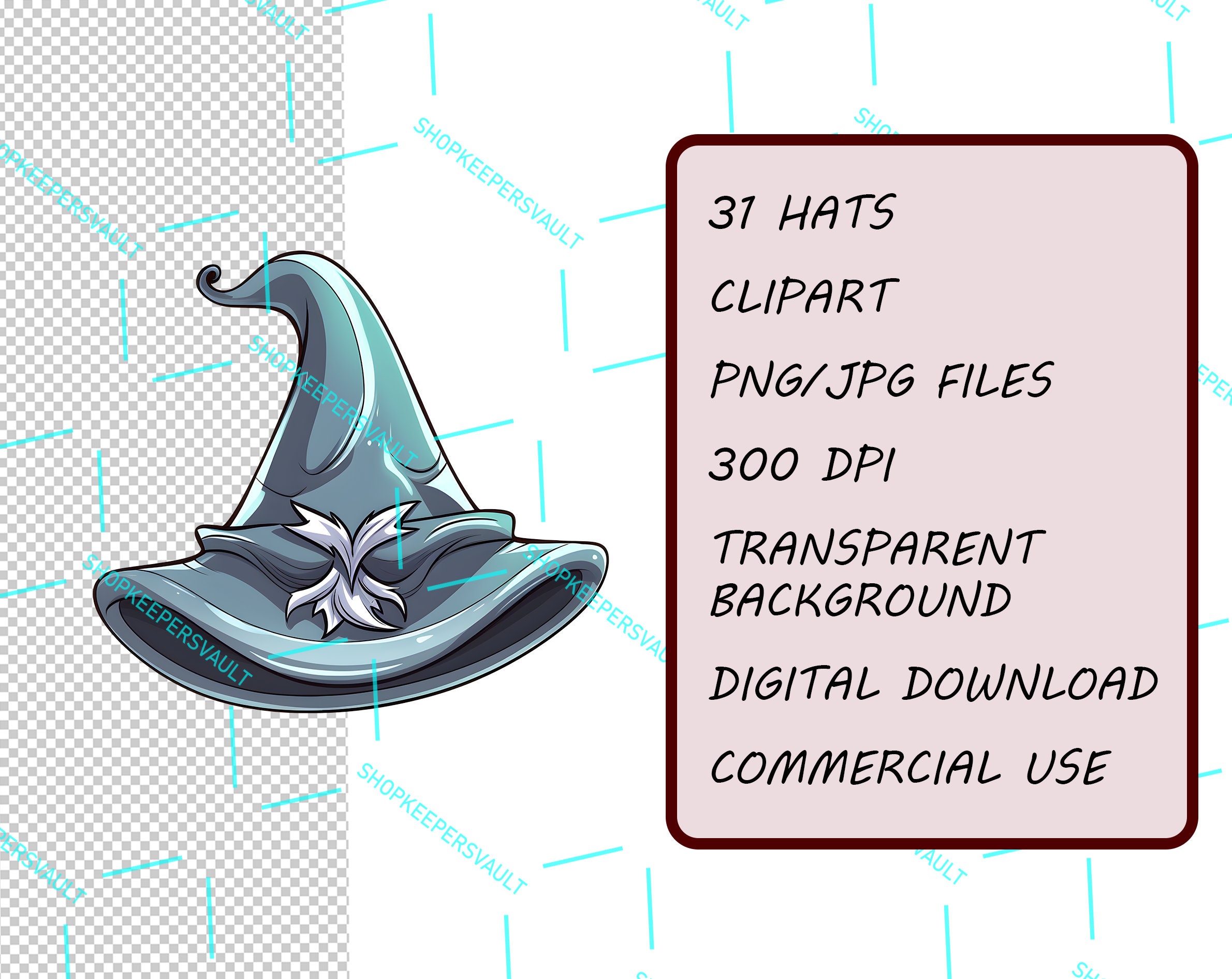 Mage/witch Hats Clipart, Commercial Use, Illustration Wizard Hat PNG ...