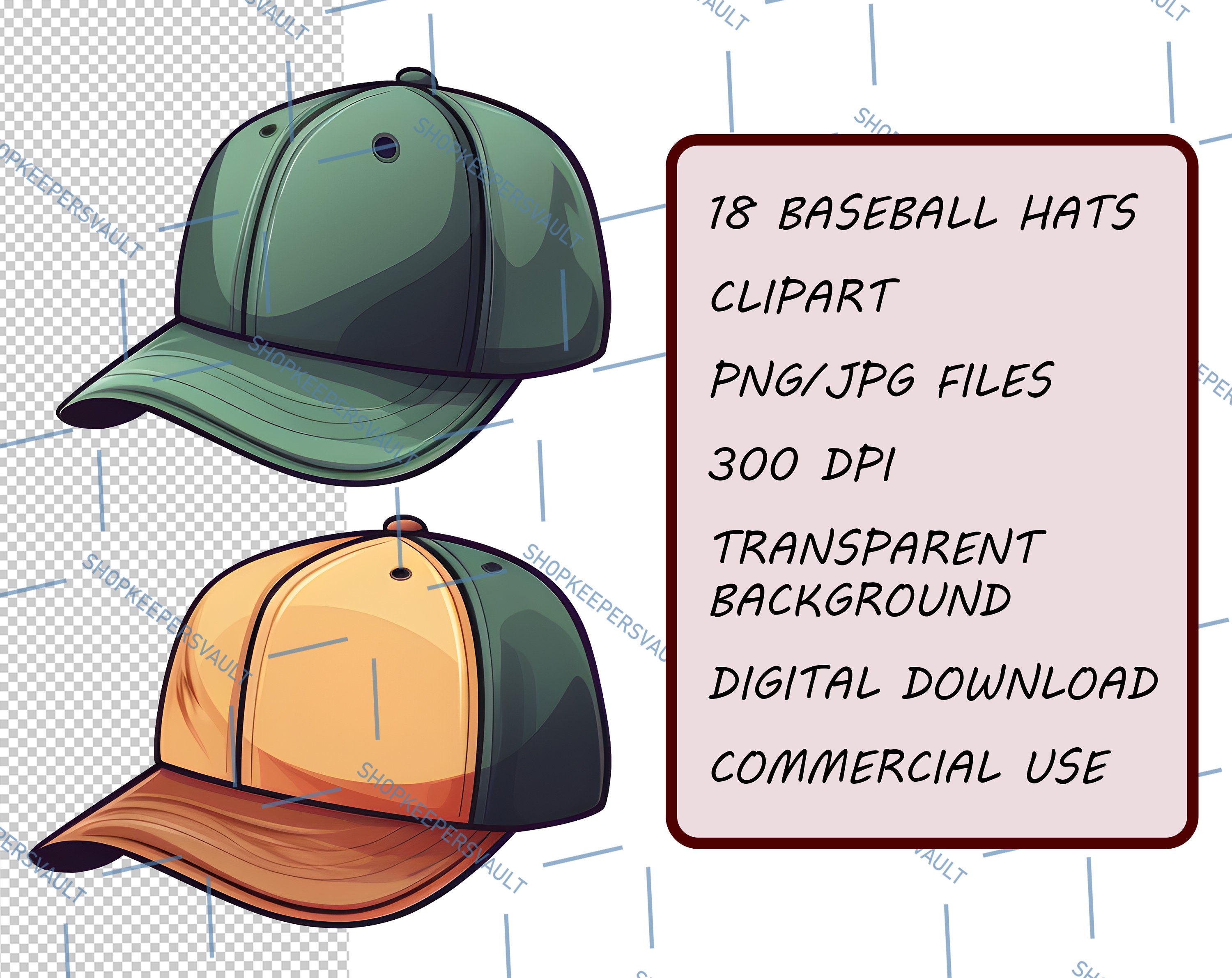 Baseball Hat Clipart, Commercial Use, Illustration Baseball Cap PNG ...