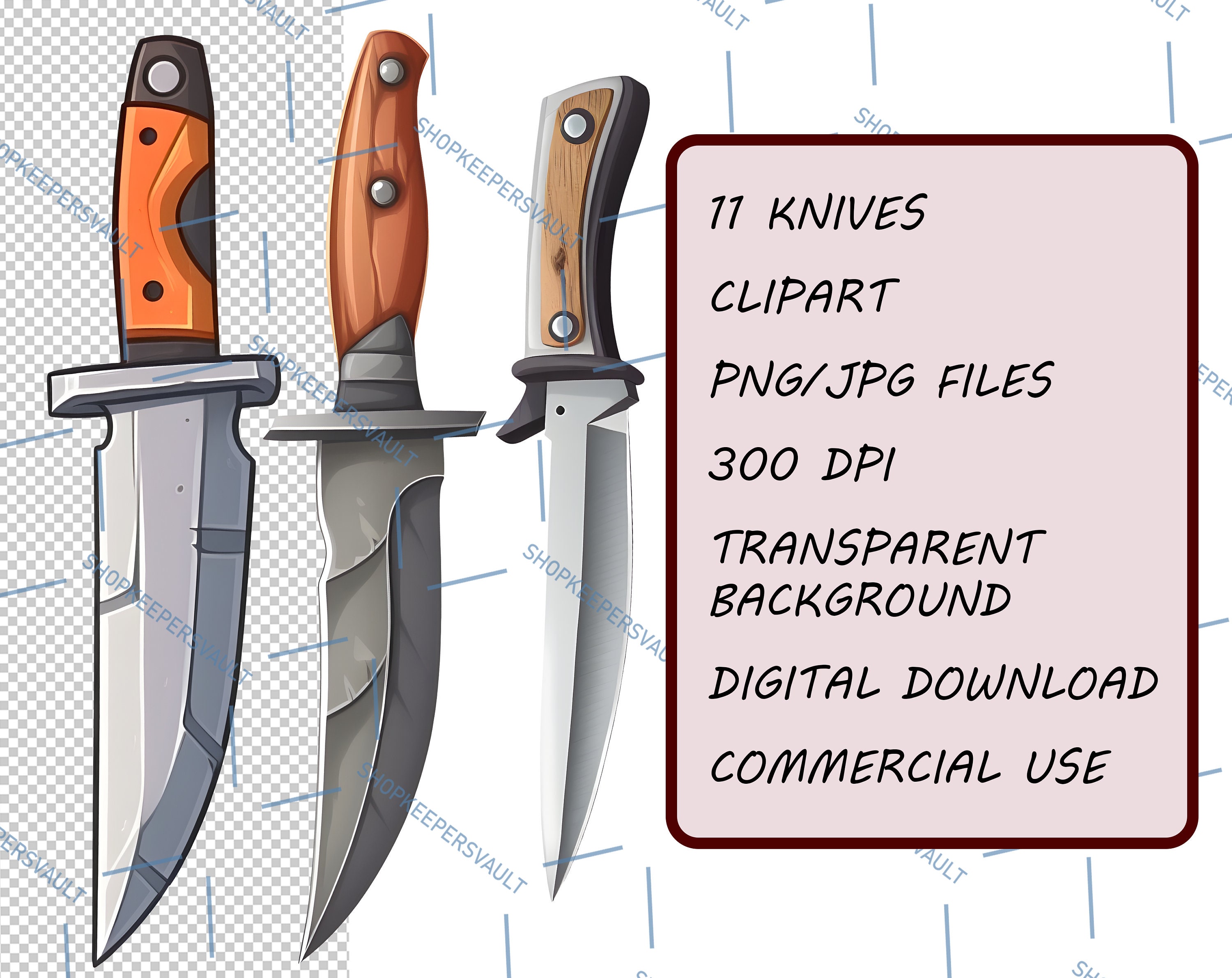 Knives Clipart Set, Illustration, Commercial Use, Knife PNG, Game Art ...