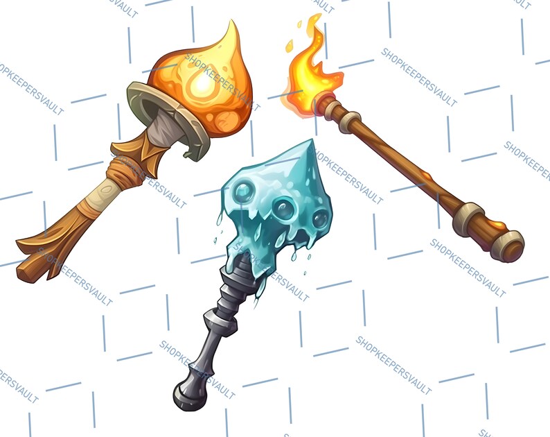 Wands Clipart Set, Illustration, Commercial Use, Wand PNG, Role-playing ...