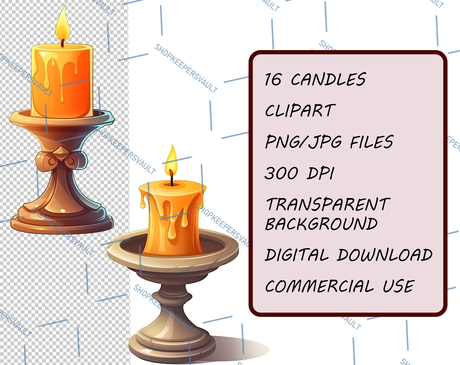 Candle Clipart, Commercial Use, Illustration Candles PNG, Scrapbooking ...