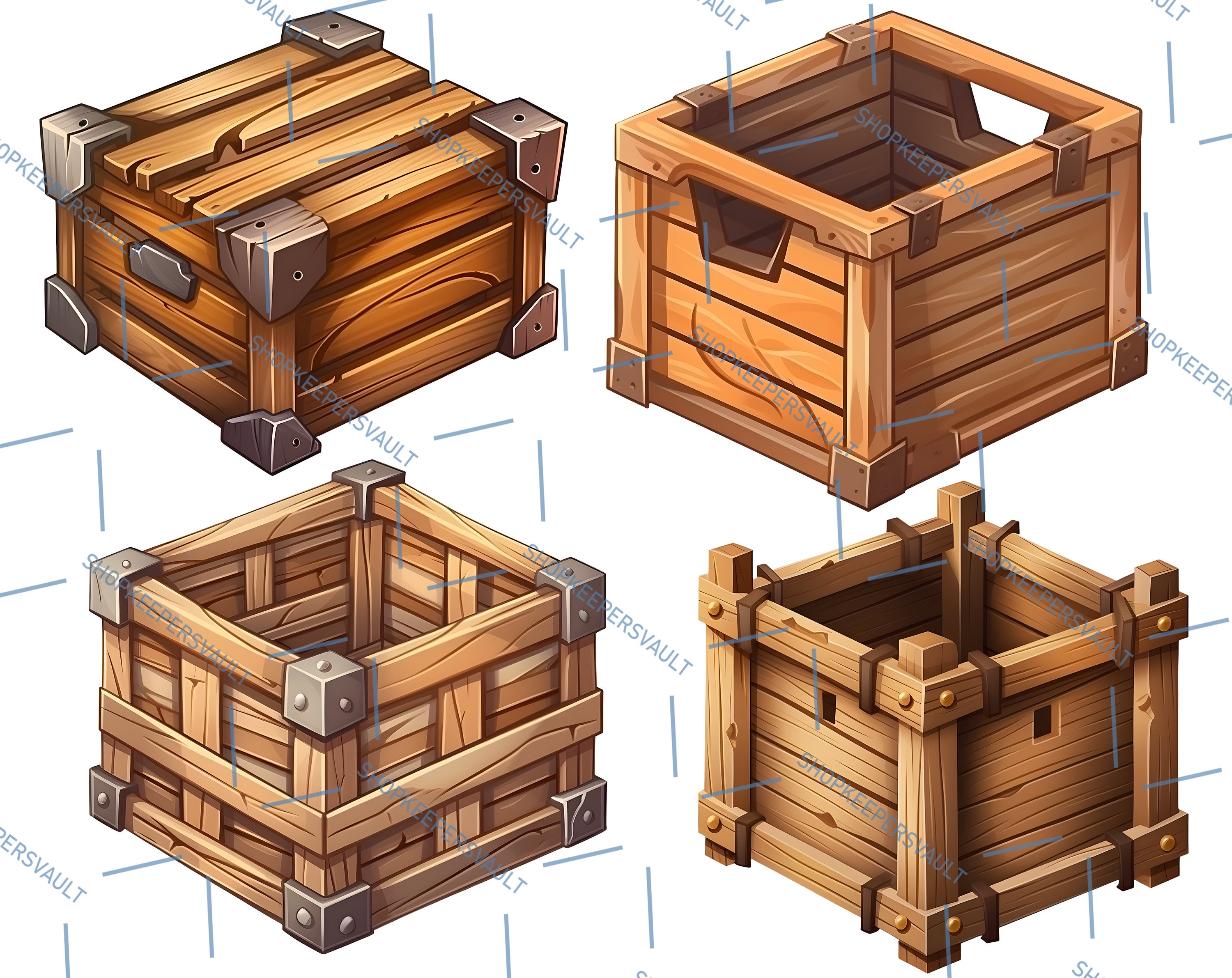 Wooden Crate Box Clipart, Commercial Use, Illustration Wood Box Png ...