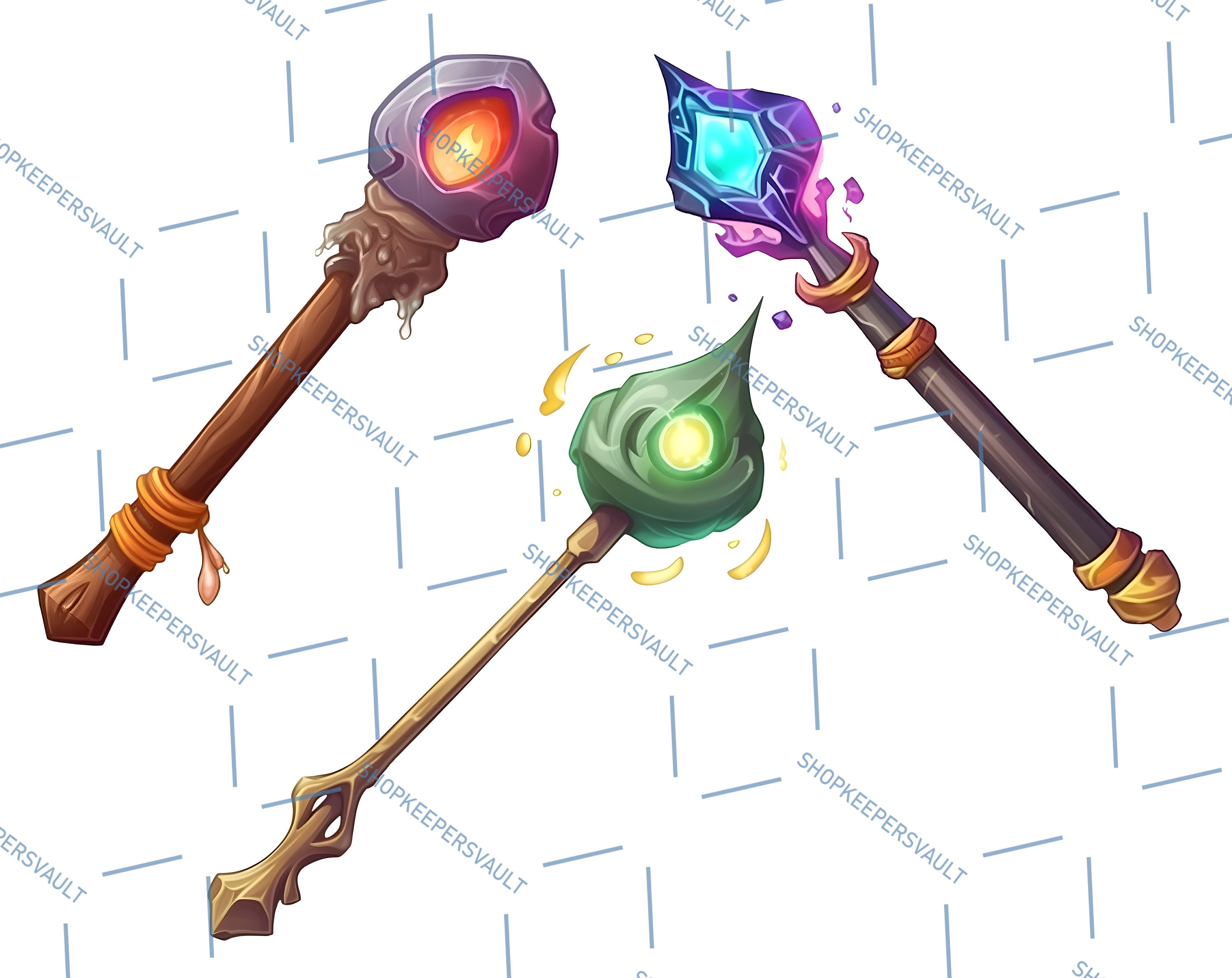 Wands Clipart Set, Illustration, Commercial Use, Wand PNG, Role-playing ...