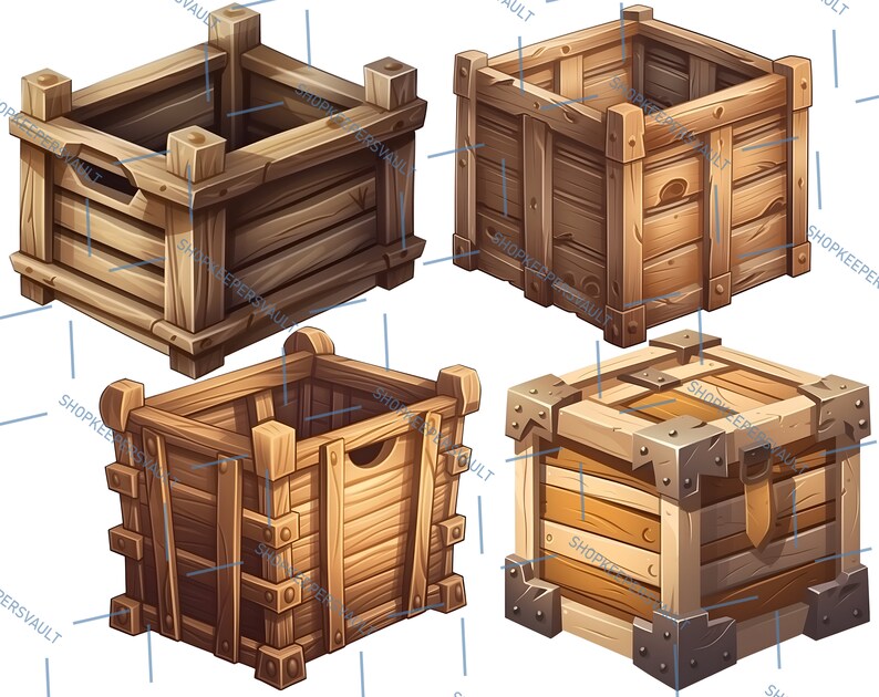 Wooden Crate Box Clipart, Commercial Use, Illustration Wood Box Png ...