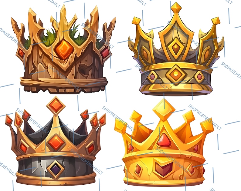 Crown Clipart Set, Commercial Use, Crowns PNG Illustration, Role ...