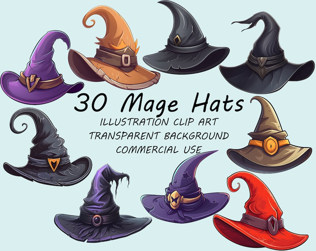 Mage/witch Hats Clipart, Commercial Use, Illustration Wizard Hat PNG ...