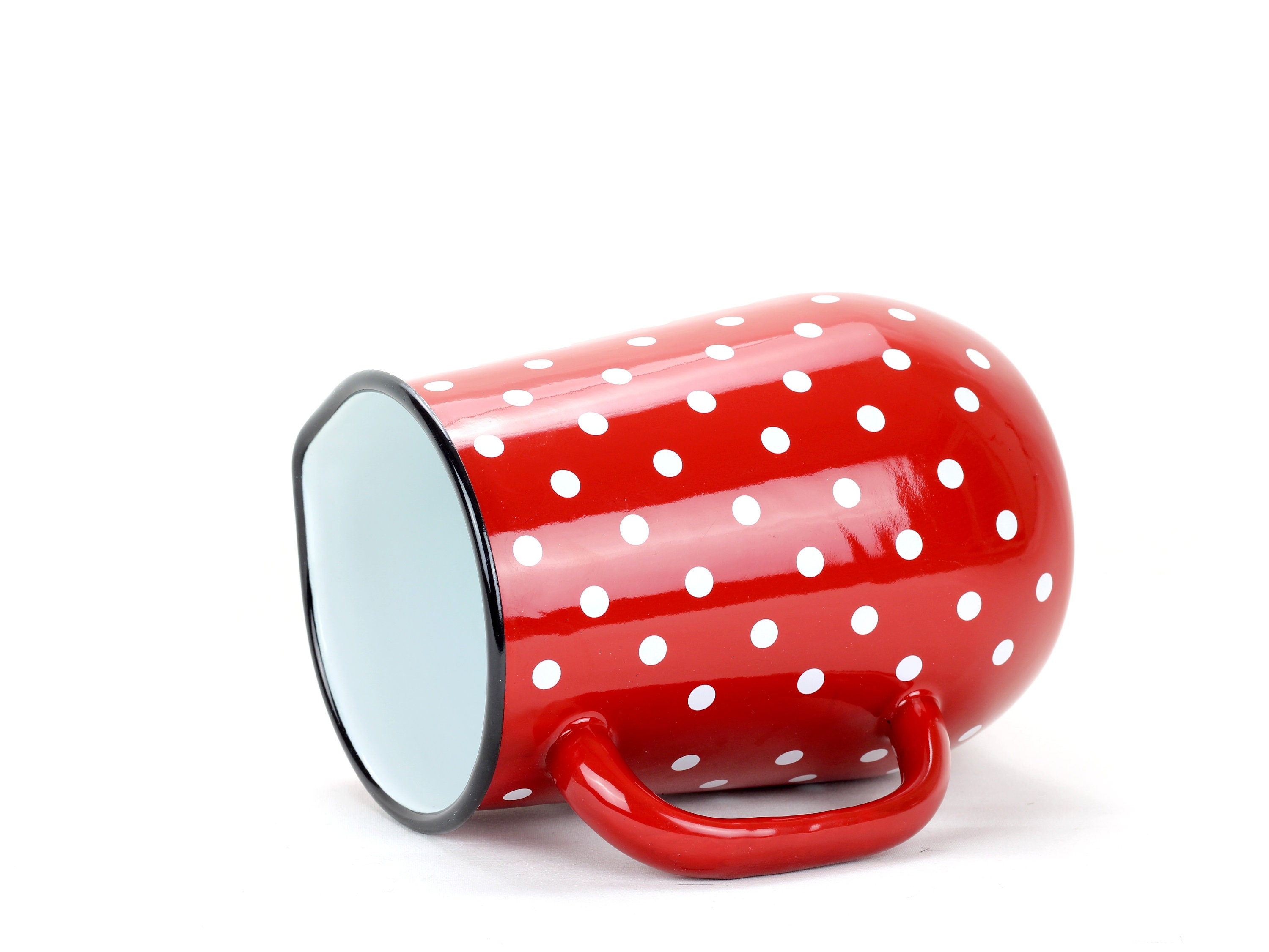 Red Enamel Jug Coffee Pot Vintage Pitcher Vase Drinkware Handmade ...