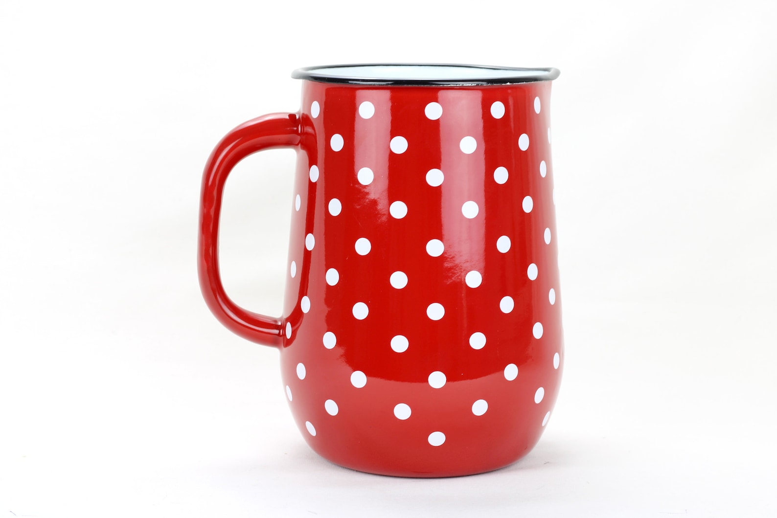 Red Enamel Jug Coffee Pot Vintage Pitcher Vase Drinkware Handmade ...