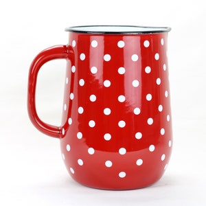 Red Enamel Jug Coffee Pot Vintage Pitcher Vase Drinkware Handmade ...