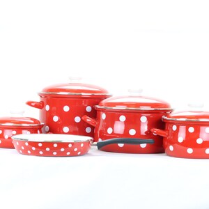 Red Enamel Cooking Pot Kitchenware for Vintage Kitchen Saucepan - Etsy