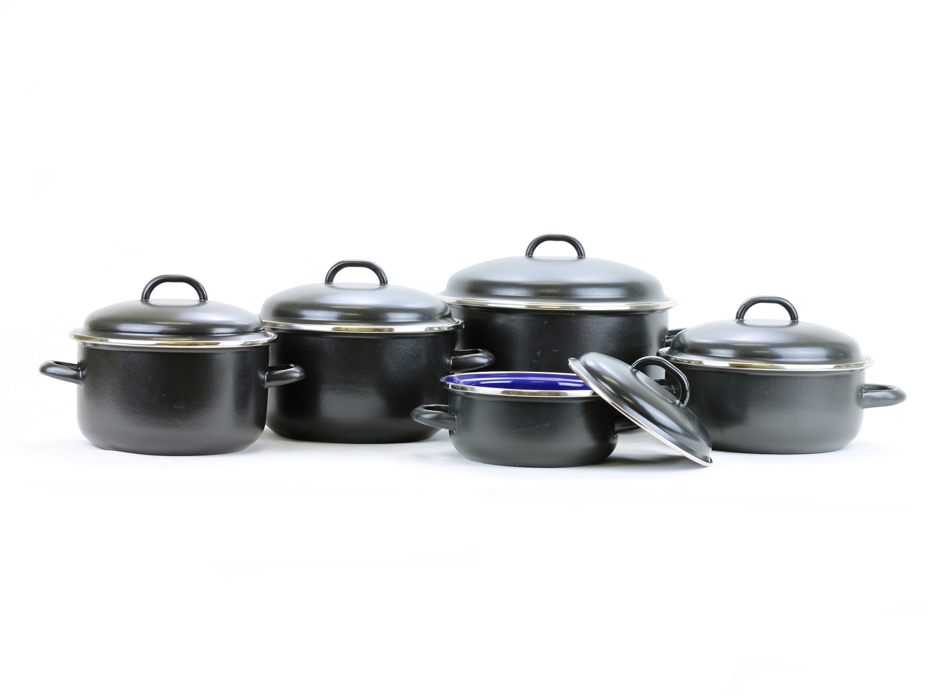 Set of Nonstick Cooking Pots, Elegant Black Cookware Set of 5pcs - Etsy