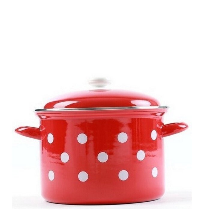 Big Red Enamel Cooking Pot Saucepan for Traditional Kitchen Red ...