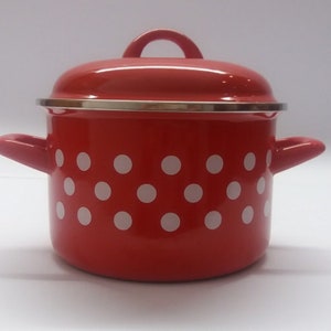 Red Enamel Cookware Set of 3pcs Cooking Pots and Pans - Etsy