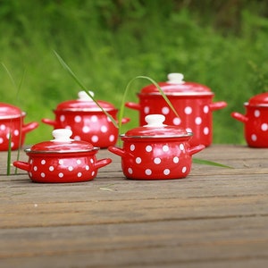 Red Enamel Cooking Pot Kitchenware for Vintage Kitchen Saucepan - Etsy