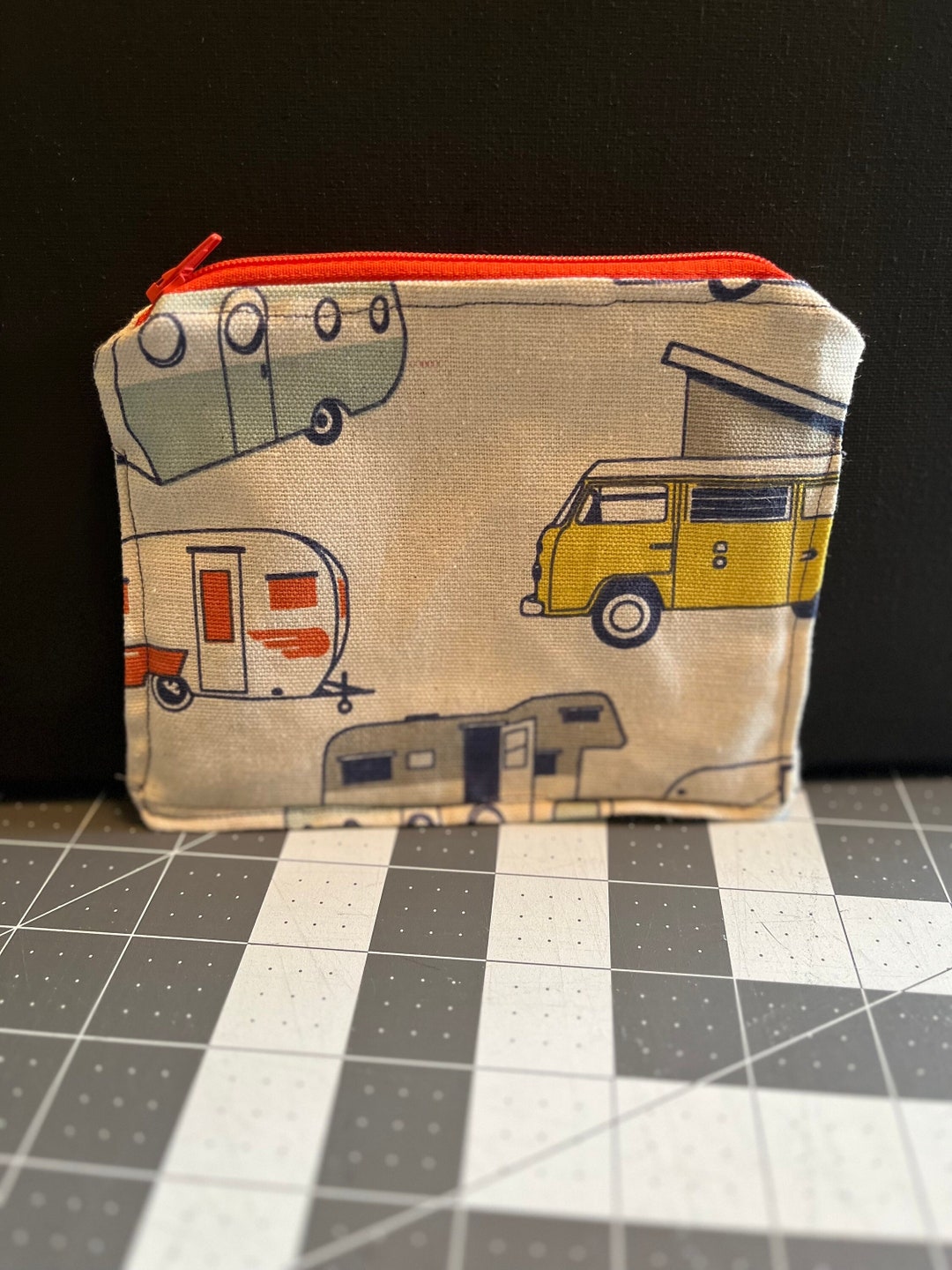 Retro Camper Zipper P Orange Coin Purse Girft for Camper Zipper Pouch ...