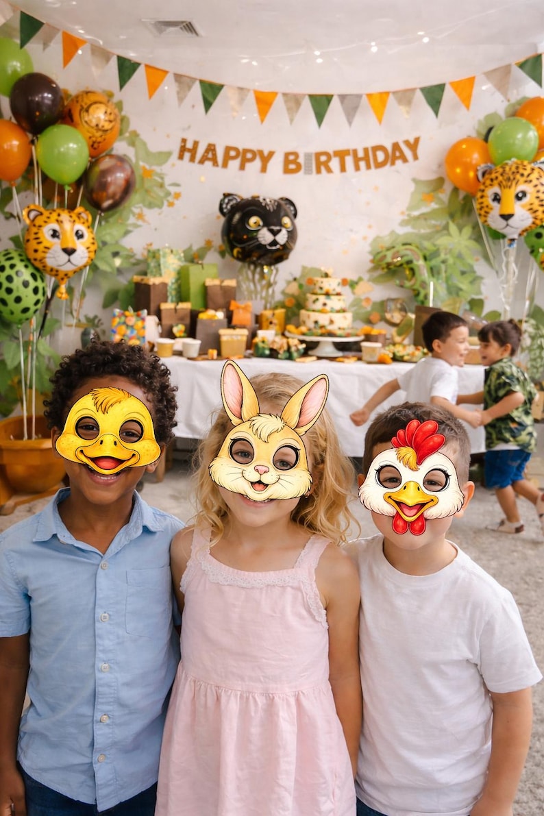 Printable Animal Masks for Kids, Farm Animal Masks, Kids Party Masks ...