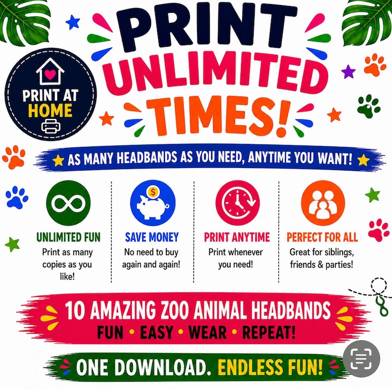Printable Bug Headbands, Insect Party Favors, Kids Craft Activity (10 ...