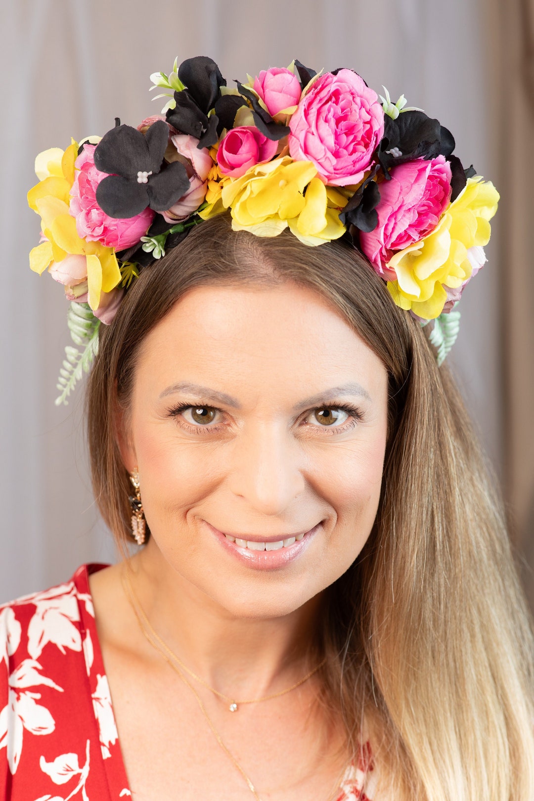 Mexican Wedding Headpiece Frida Kahlo Crown Mexican Flowers Headband Wedding Mexican Folklore ...