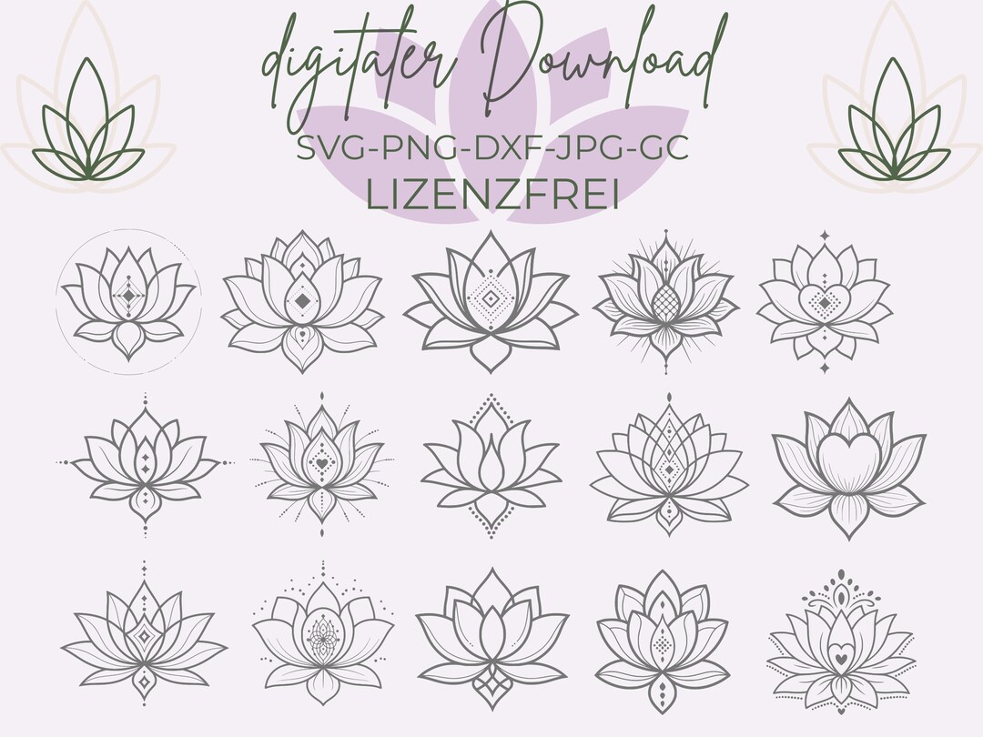 Laser File Lotus Flower, Plotter File PNG Lotus Flower, Lotus Flower ...