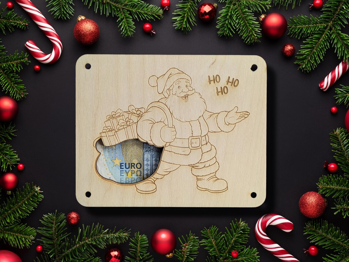 Laser File Money Gift Christmas SVG, Money Gift, Santa Claus SVG, Laser ...
