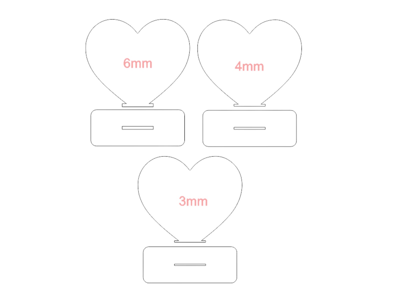Laser File_heart Stand for Different Material Thicknesses - 3-6 Mm ...