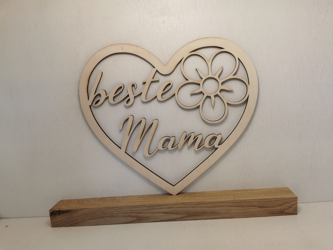 Best Mom Heart With Flower_laserfile - Etsy