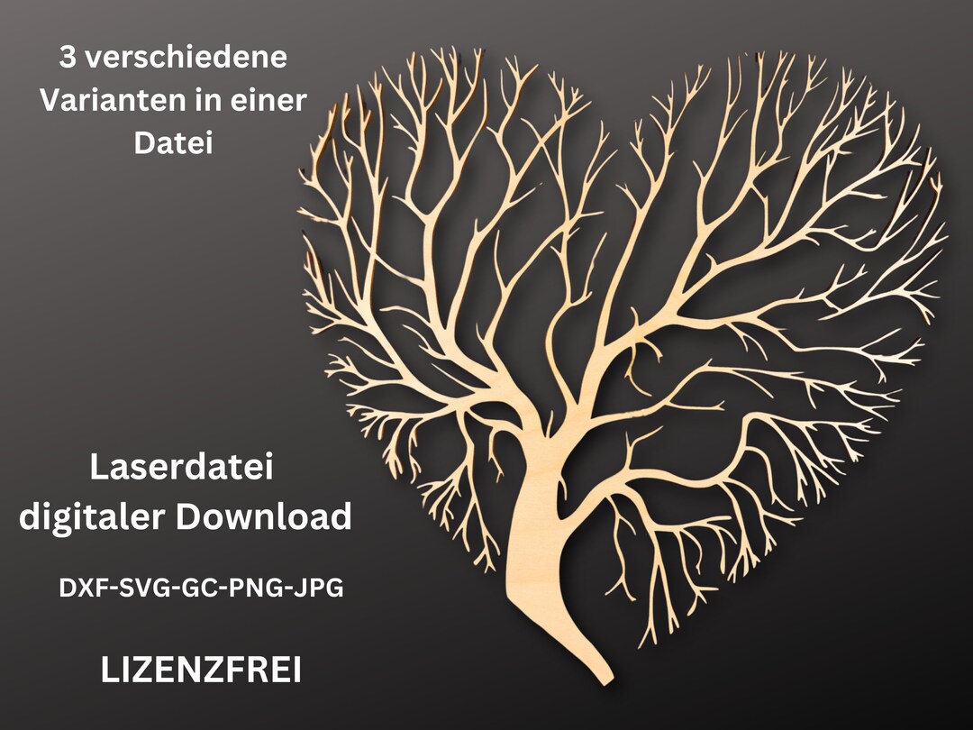 Laser File_tree of Life - Heart-shaped Tree - Suitable for Cutting and ...