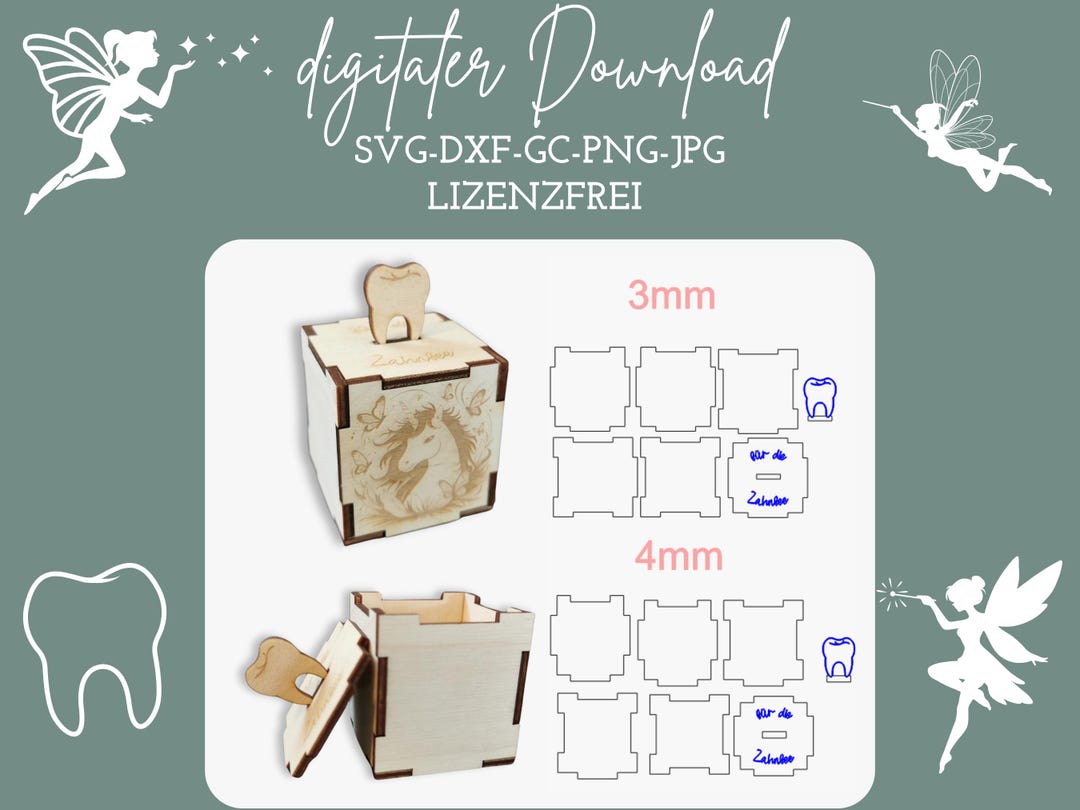 Laser File Laser Cut, Tooth Box Laser File, Tooth Fairy Gift, Laser Cut ...