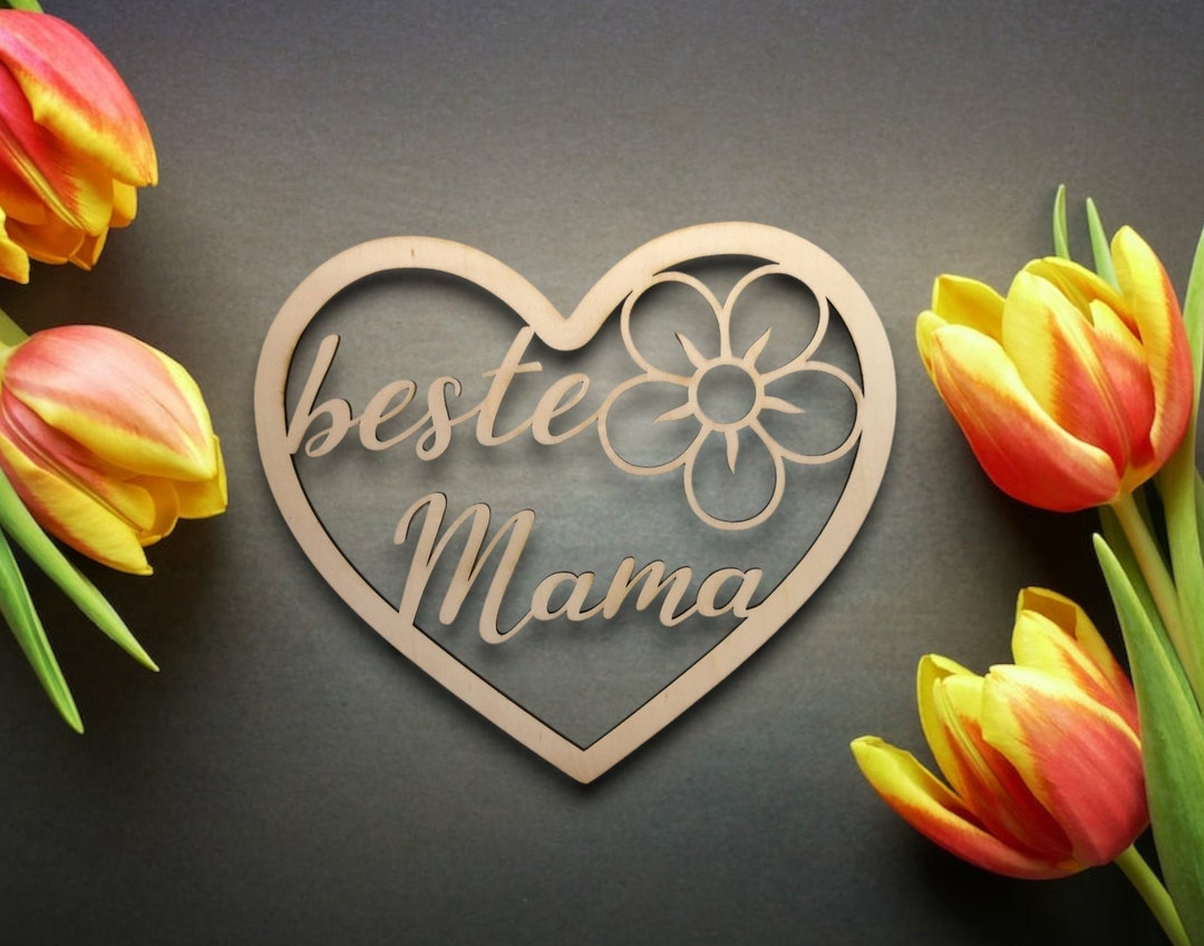 Laser File_best Mom Heart With Flower_lasercutfile_dxf_gc_svg - Etsy