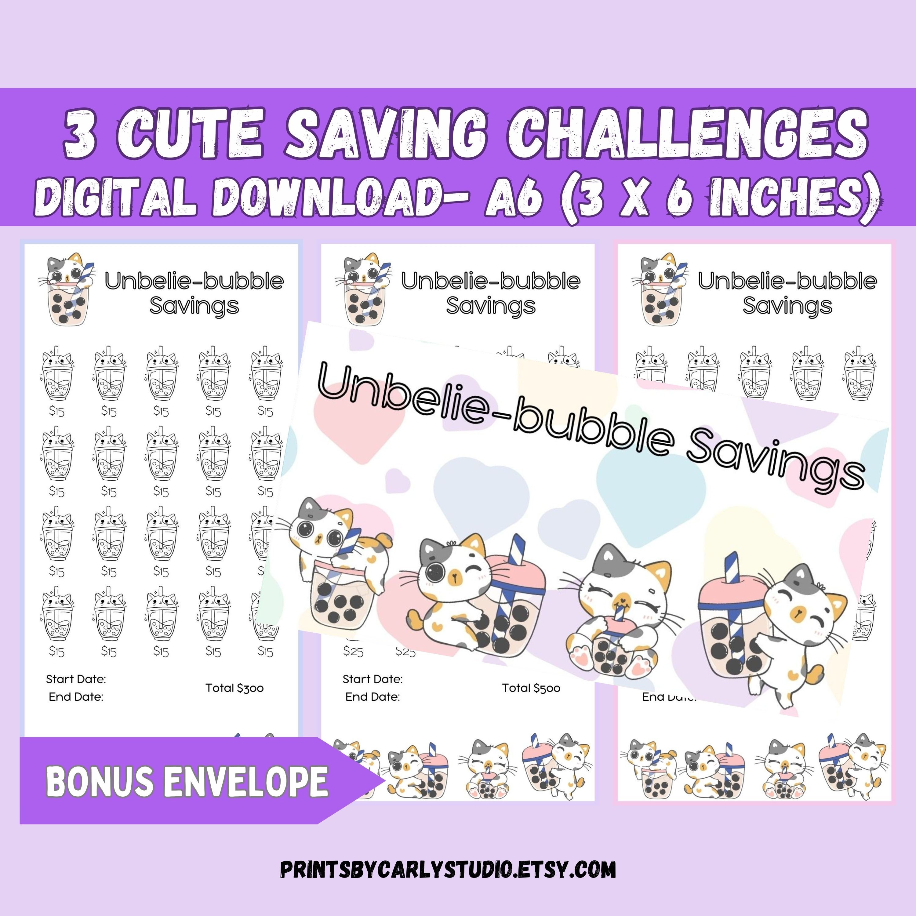 Bubble Boba Tea Savings Challenge A6 Mini Challenge Cash - Etsy