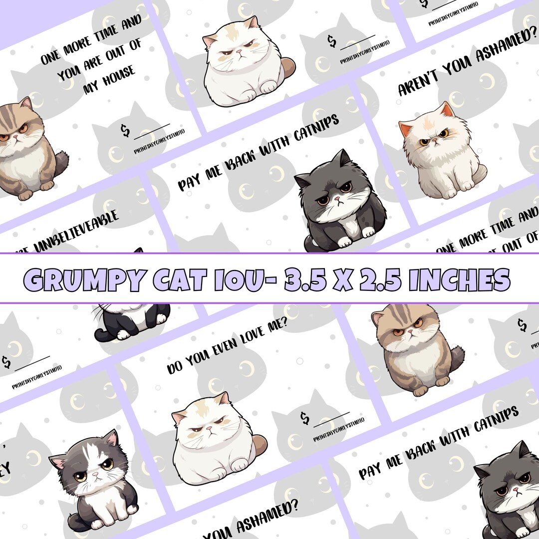 Grumpy Cats IOU Slips Money Placeholders I Owe You Printable Sinking ...