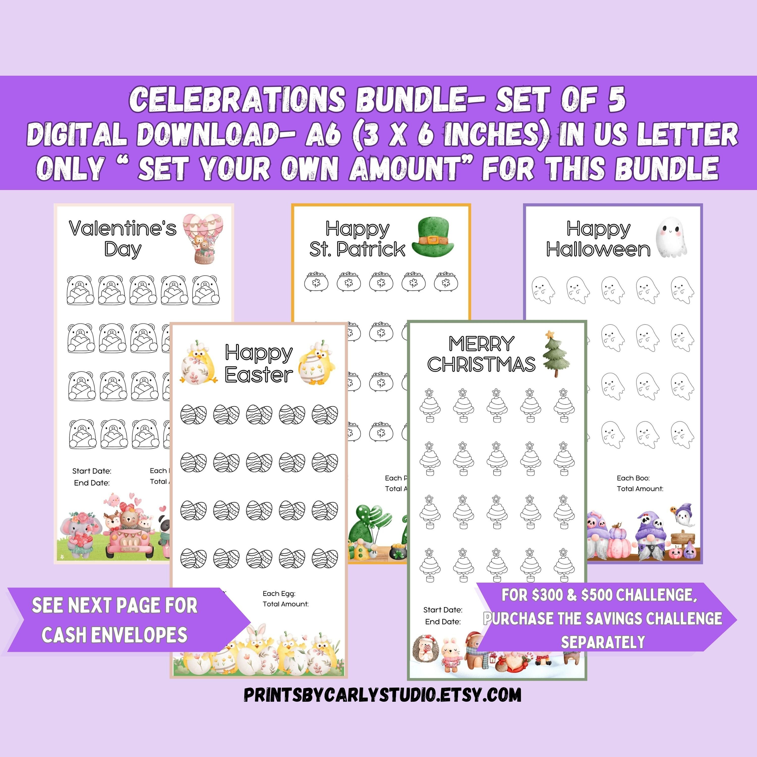 Celebration A6 Bundle Printable Merry Christmas Saint Patrick Halloween ...