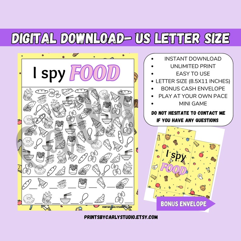I Spy Food Saving Game Cash Envelope US Letter Saving - Etsy