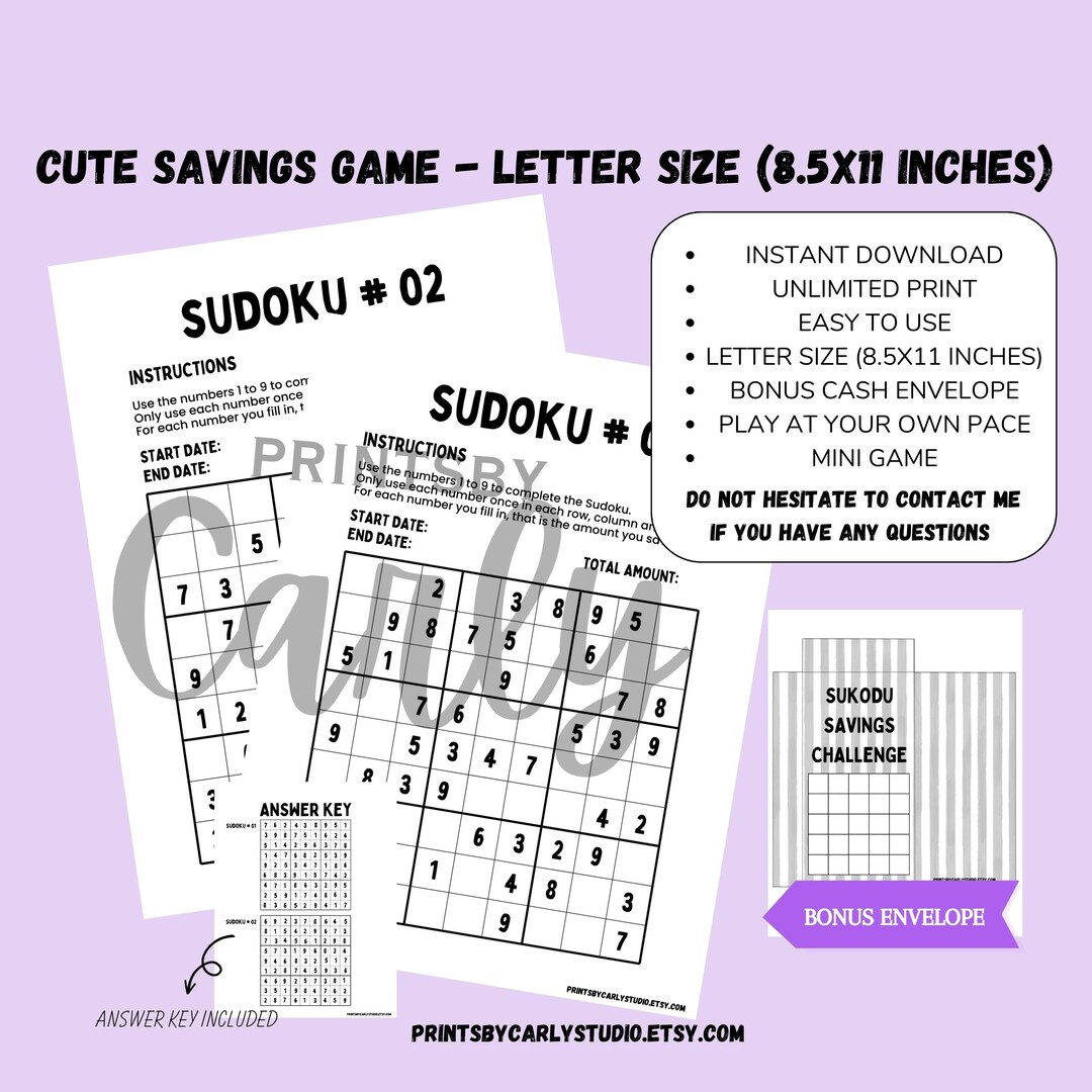 Sudoku Saving Game Challenge Printable US Letter Saving Game - Etsy