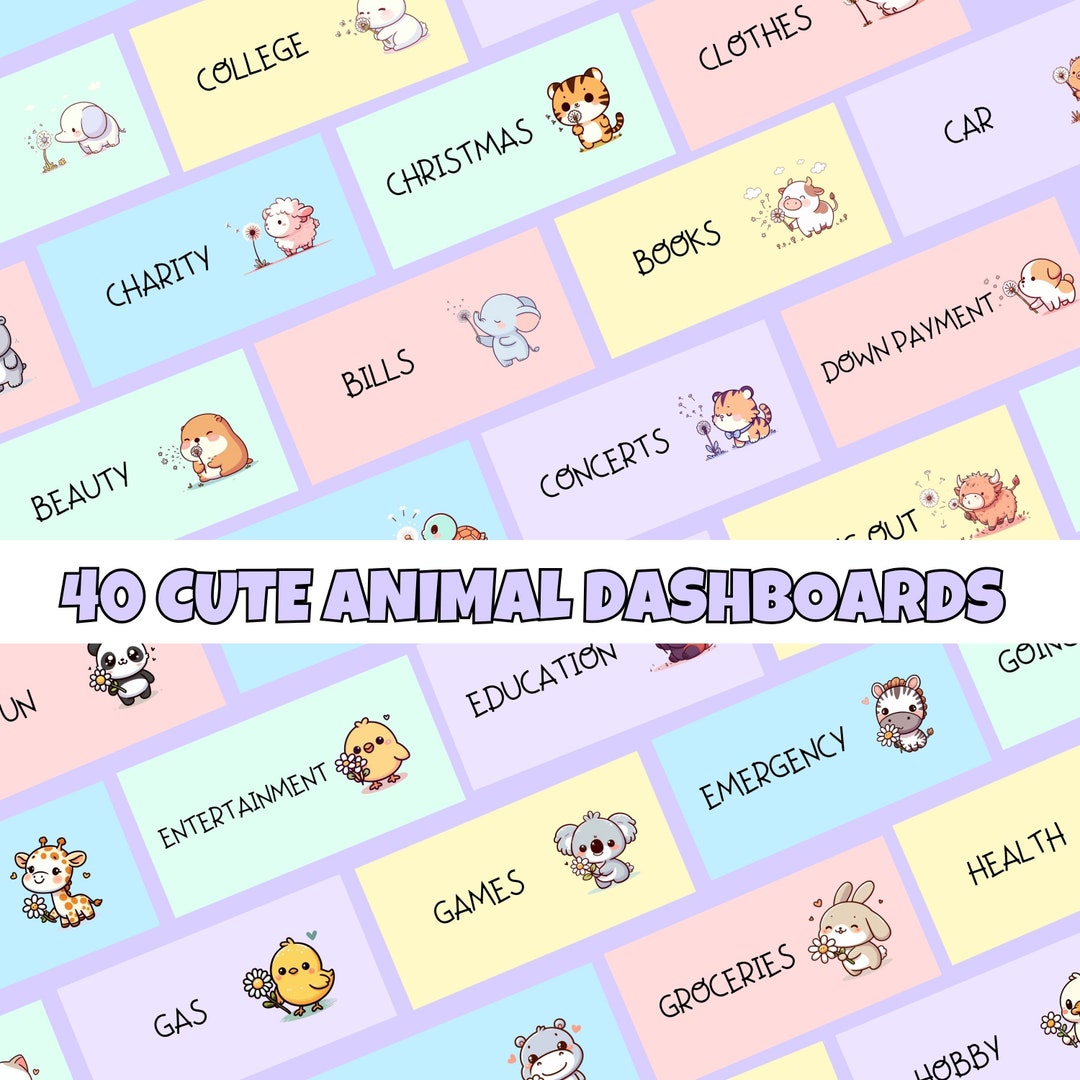 A6 Cute Animal Dashboards, Cash Envelopes Inserts, A6 Envelopes Binders ...