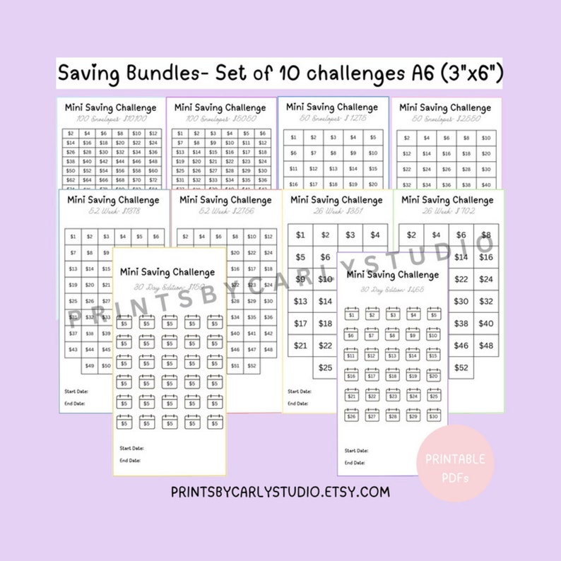Savings Challenge Printable Money Saving Bundles Envelope - Etsy