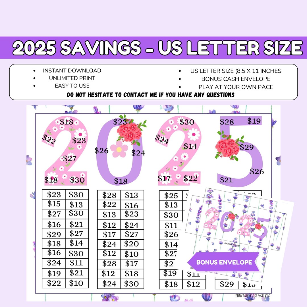 Save 2025 in Year 2025 Saving Challenge Cash Envelope Printable Saving ...
