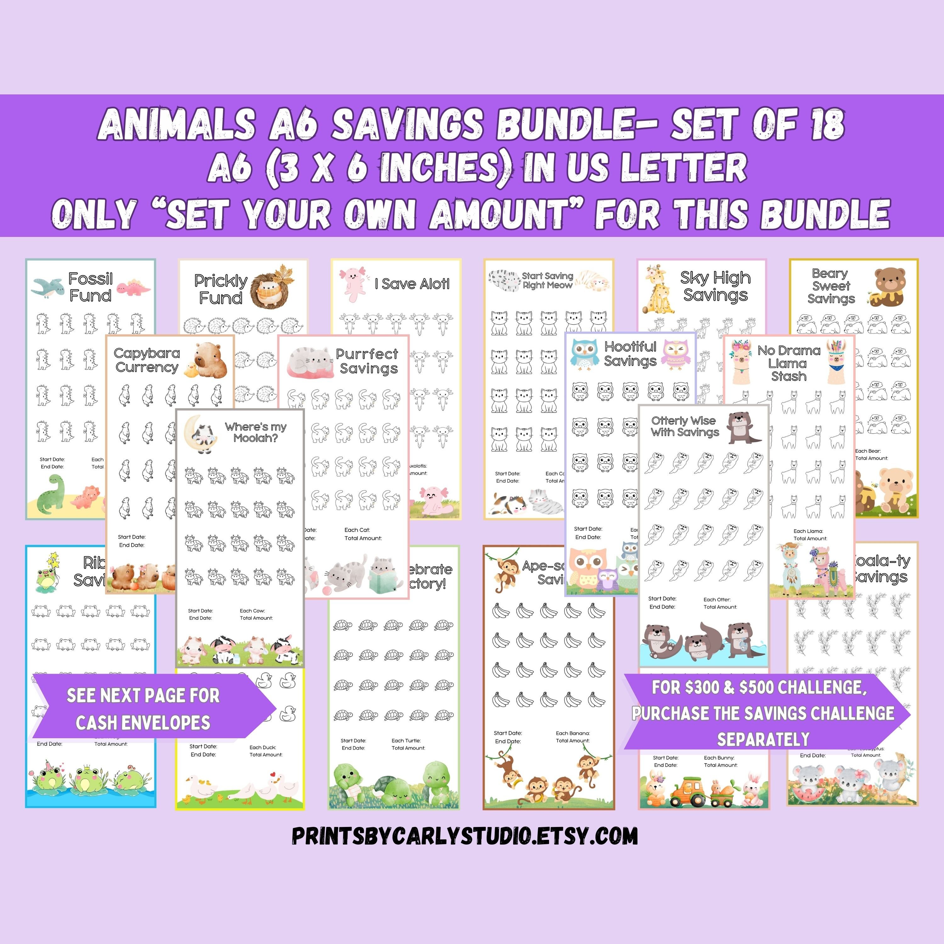 Animals A6 Bundle Printable Dinosaur Llama Otter Koala - Etsy