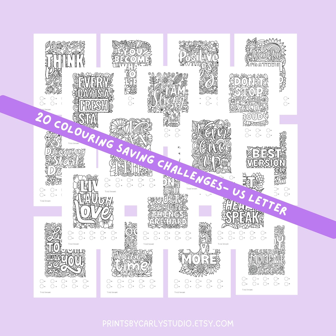 Colouring Saving Challenges, Saving Challenge Printable, Affirmation ...