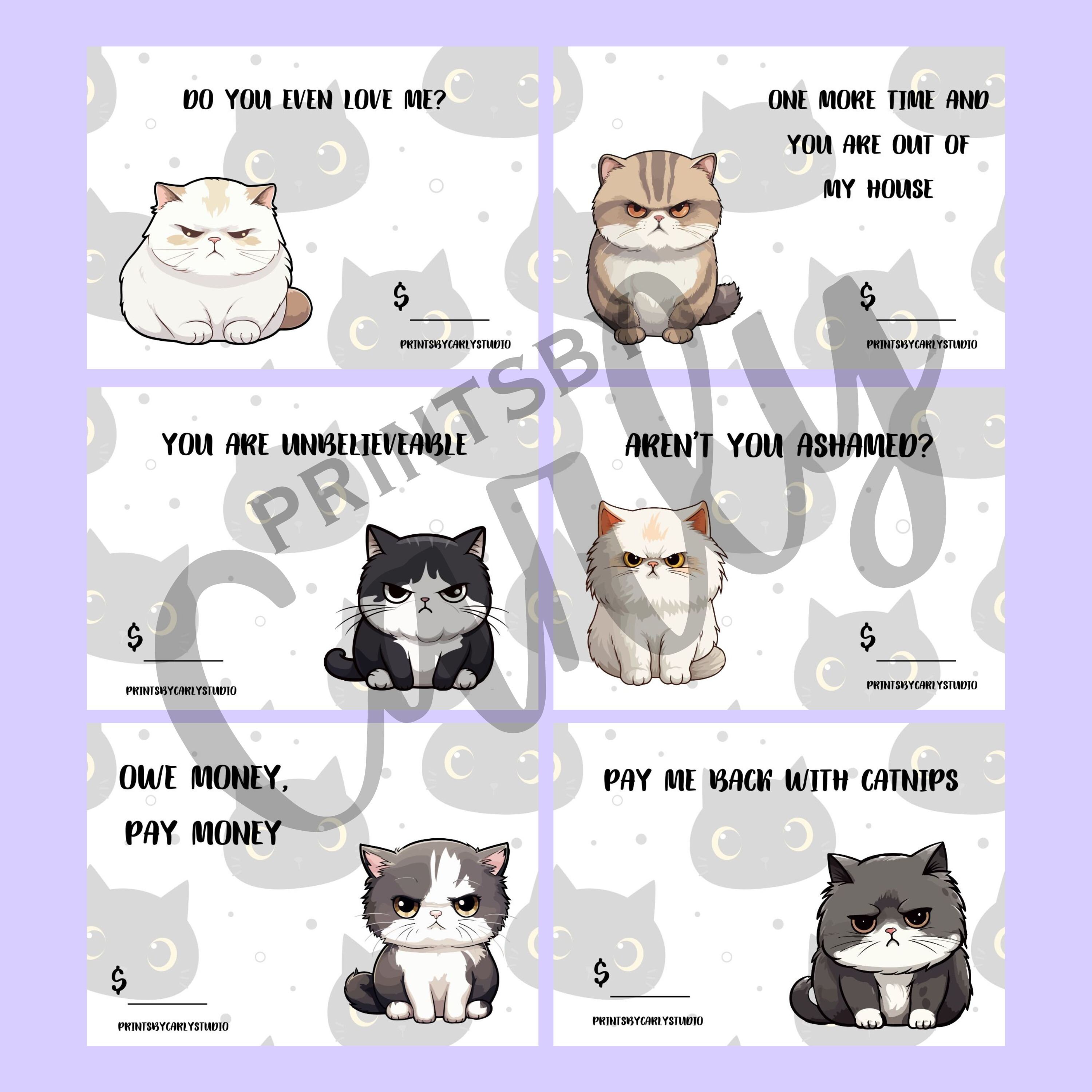 Grumpy Cats IOU Slips Money Placeholders I Owe You Printable Sinking ...