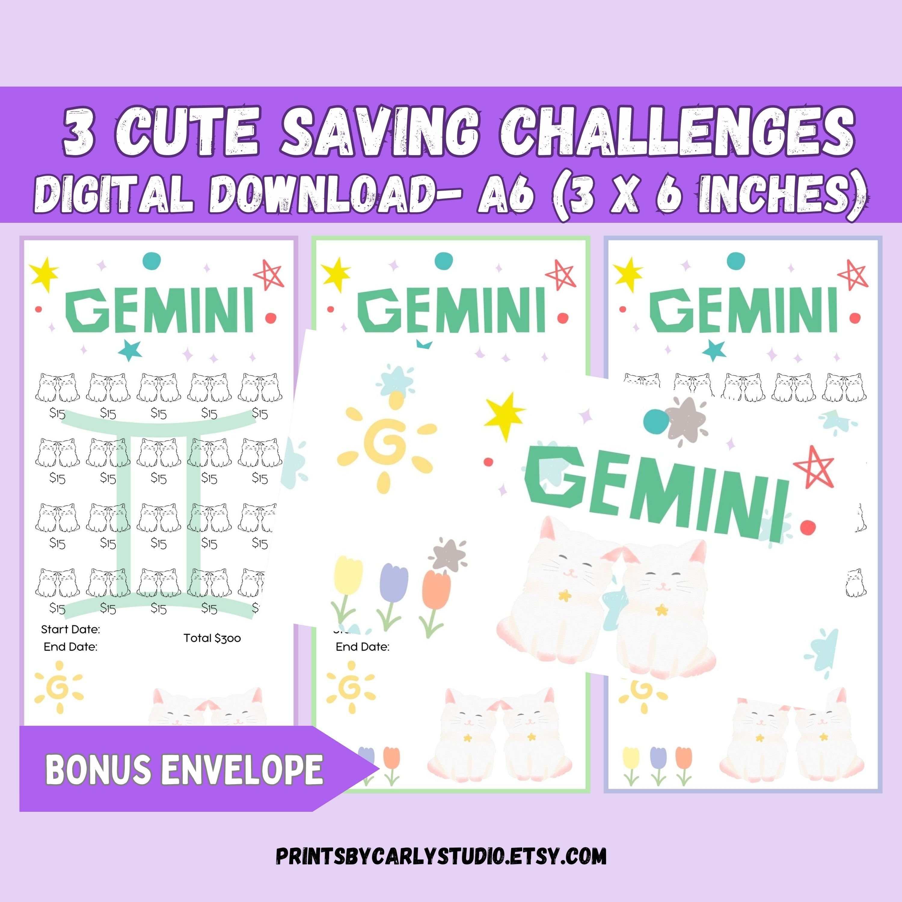 Gemini Savings Challenge, Saving Tracker, Savings Printable, Sinking ...