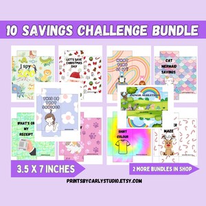 Savings Challenge Bundle Printable Game Bundle of Ten Cash Envelopes ...