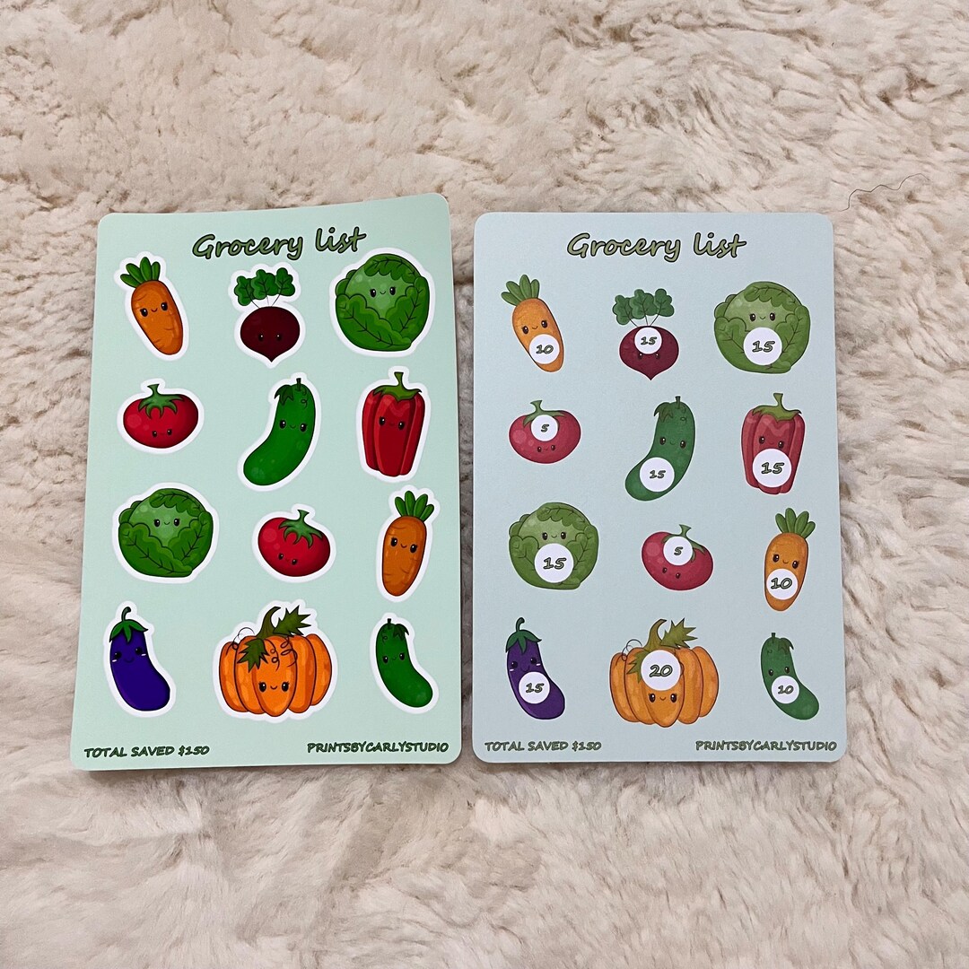 Grocery List Stickers Savings Challenges Budgeting Cash Stuffing - Etsy
