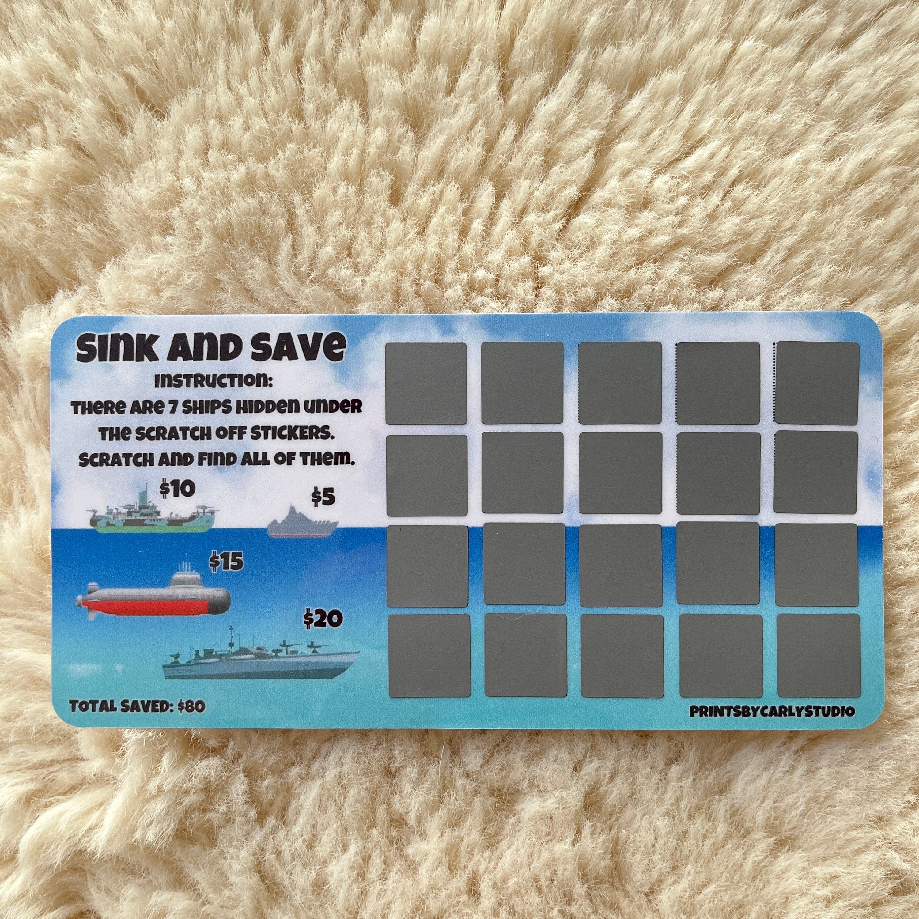 Sink and Save Scratch off Fish Savings Physical Trackers Laminated ...