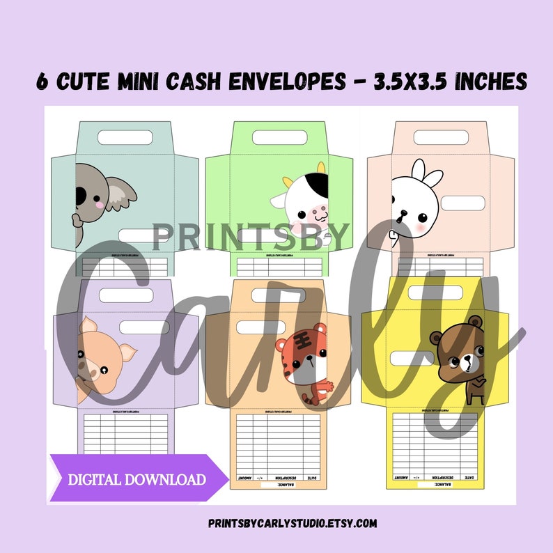 Peeking Animals Cash Envelopes Printable Budget Envelope - Etsy