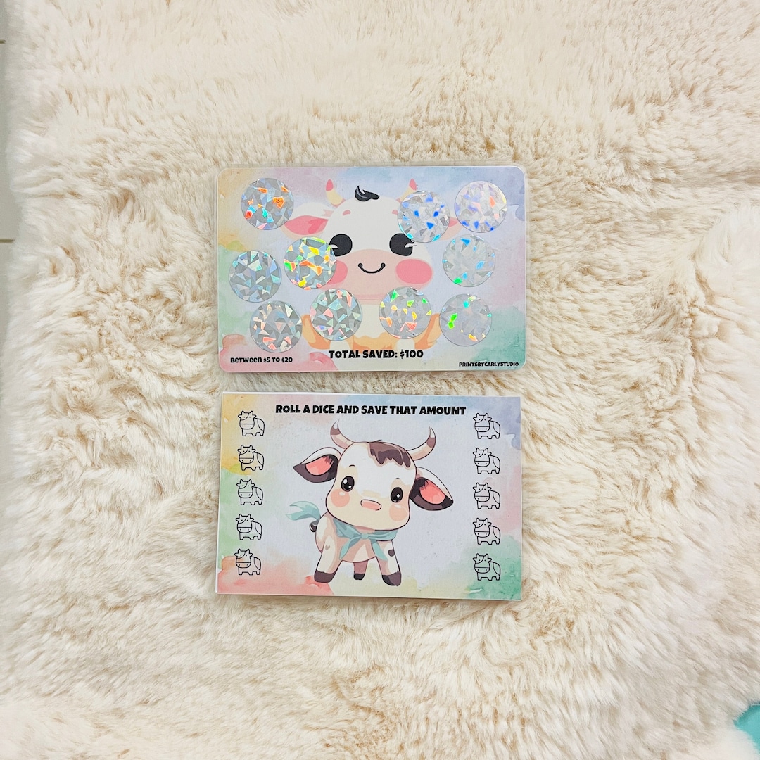 Cow Scratch off Physical Laminated Savings Challenge Animal Savings ...